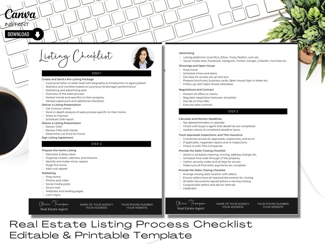 Real Estate Agent Listing Checklist Realtor Listing - Etsy