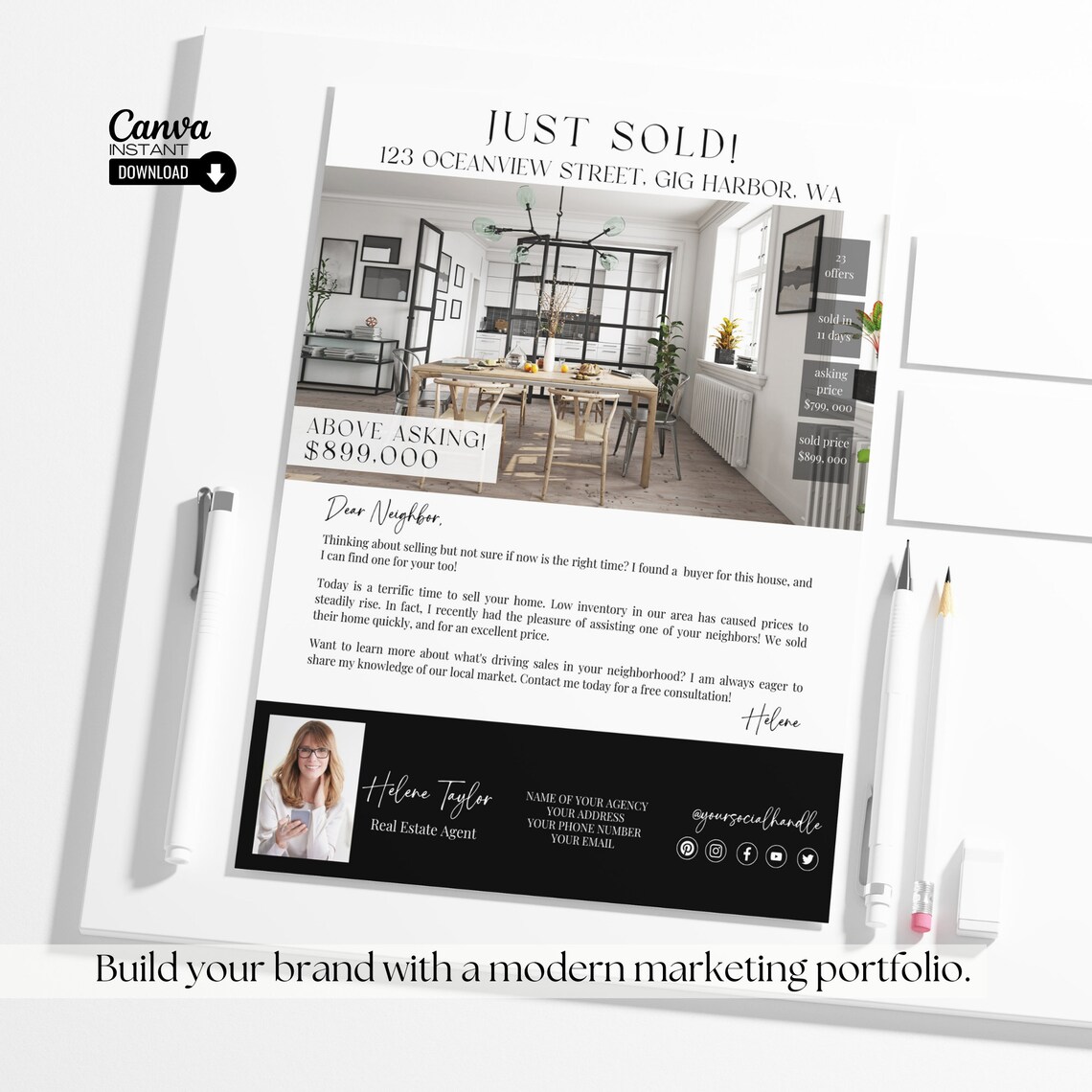 Editable Just Sold Letter Template, Printable Real Estate Sold House ...