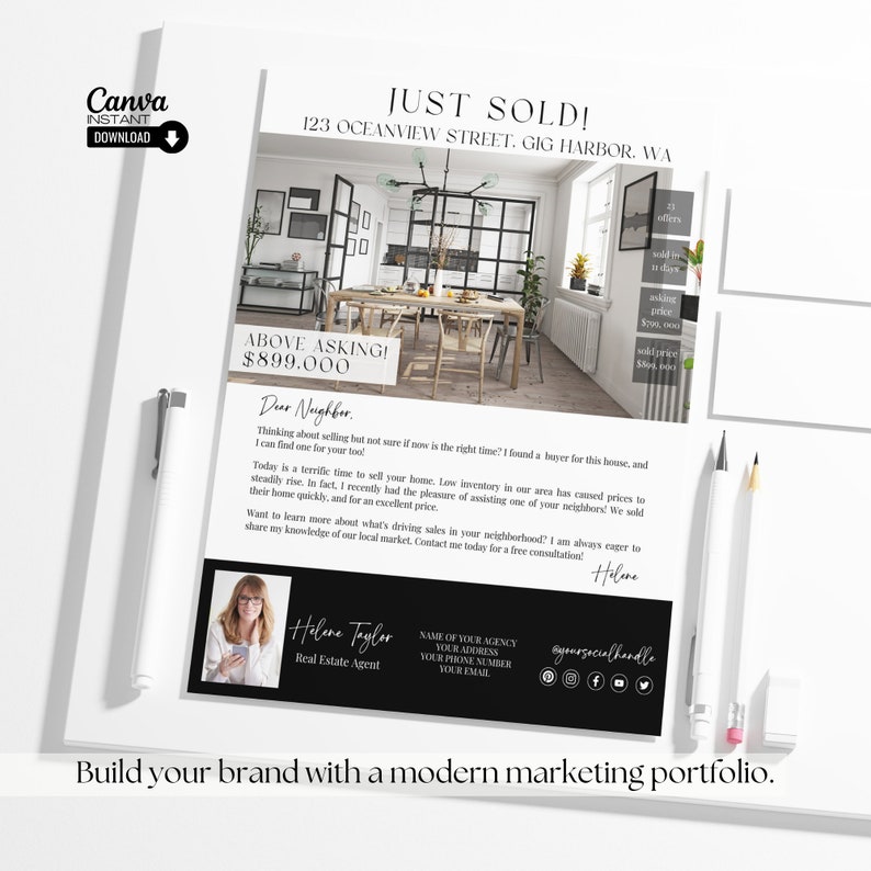 Editable Just Sold Letter Template: Real Estate Marketing (canva) - Etsy