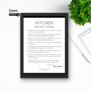 Airbnb Kitchen Rules Sign Template: Editable Printable (instant ...