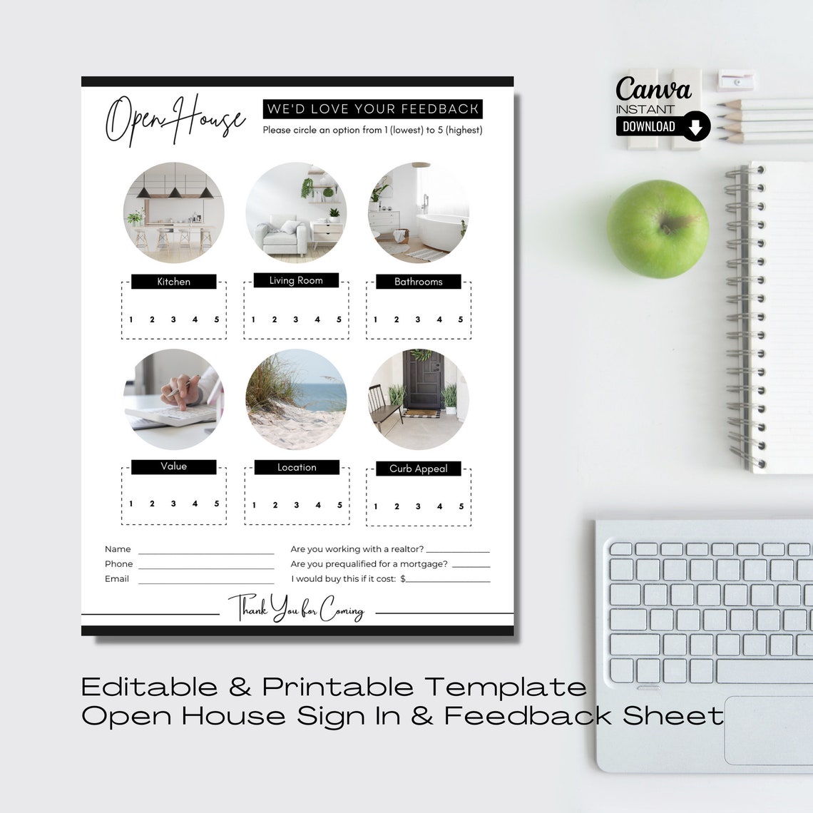 Editable Open House Feedback Form, Printable QR Code Sign In, Open ...