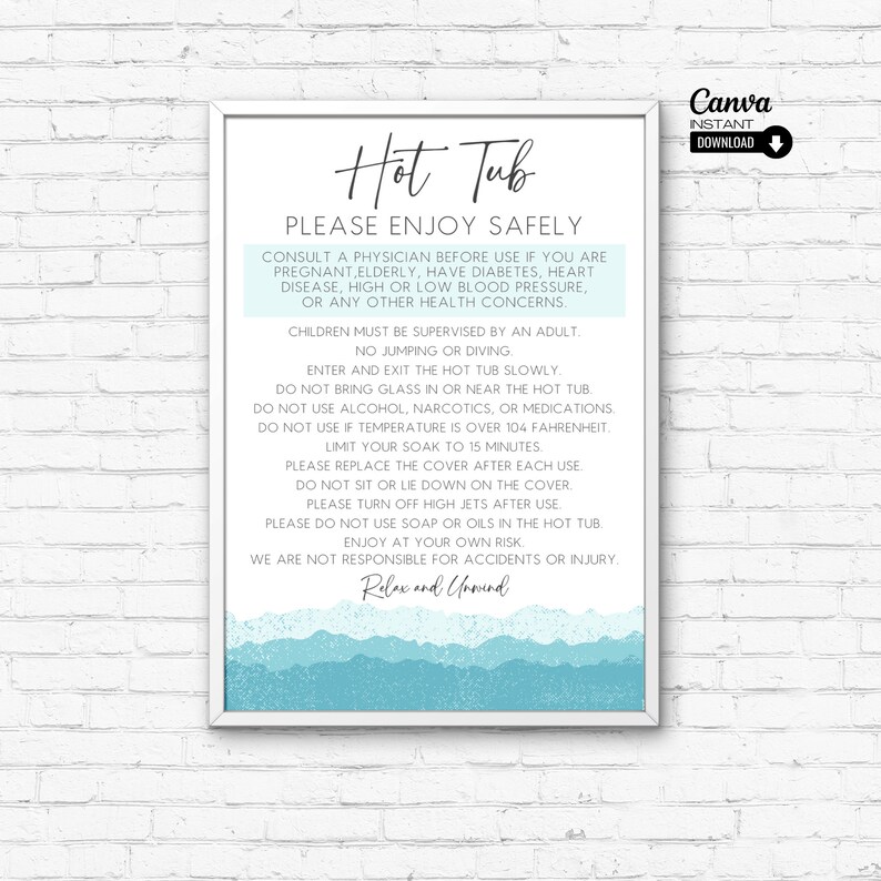 Editable Airbnb Pool & Hot Tub Rules Sign Template (printable) - Etsy