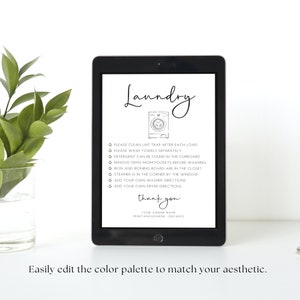 Airbnb Laundry Room Instructions Sign: Printable Template - Etsy