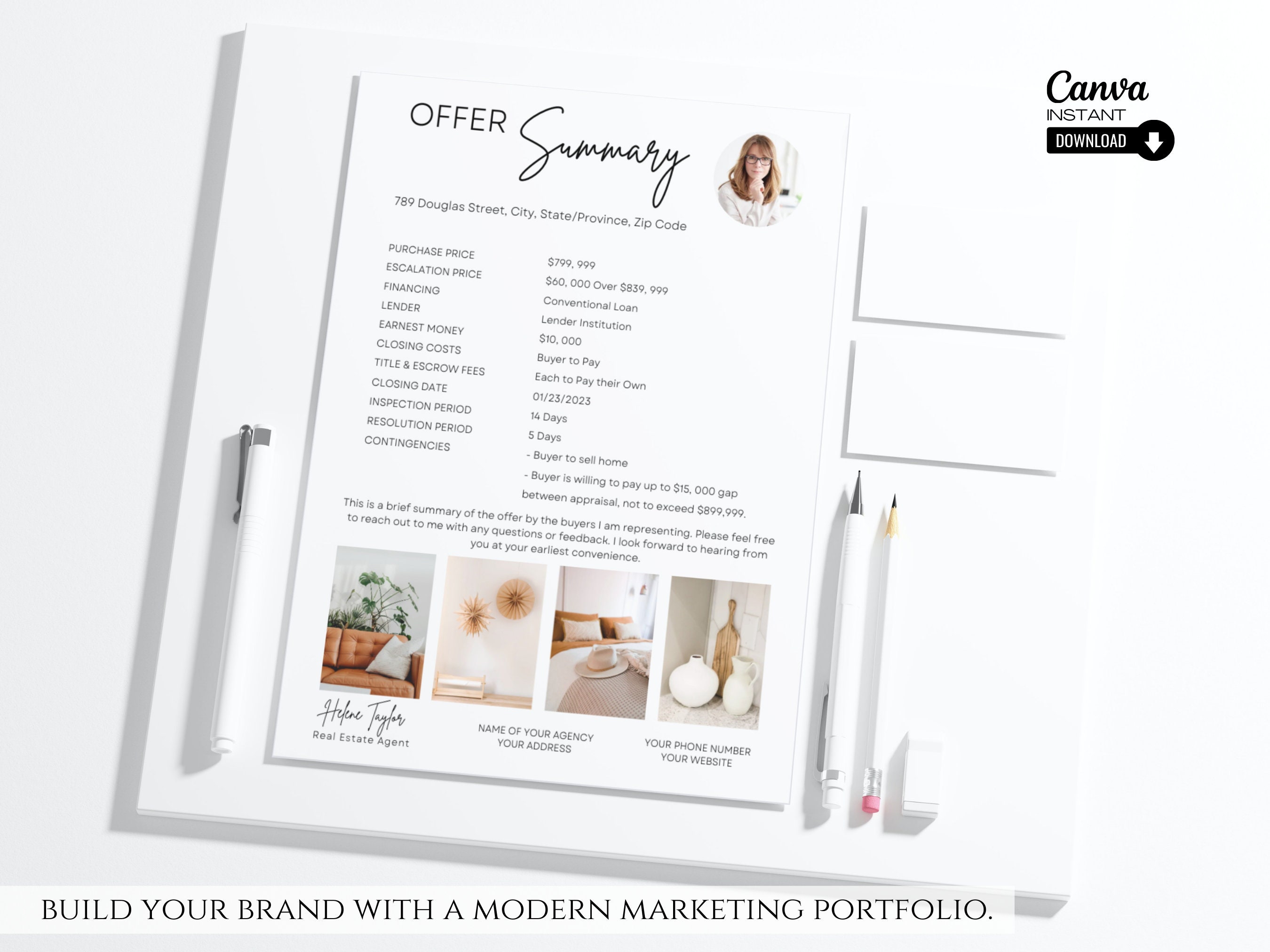 Editable Real Estate Offer Summary Printable Real Estate - Etsy