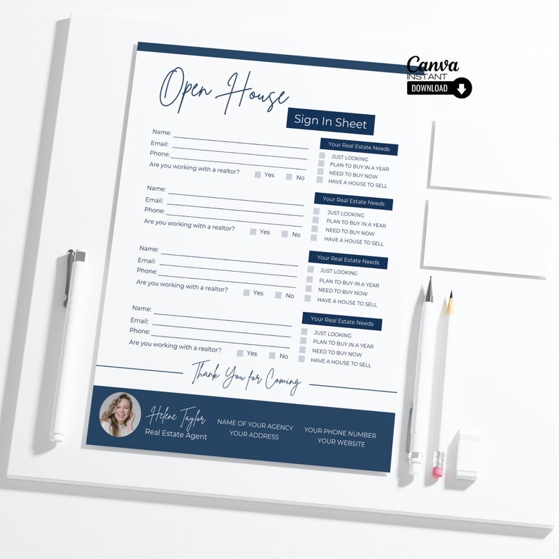 Editable Open House Sign in Sheet Realtor Open House Form - Etsy