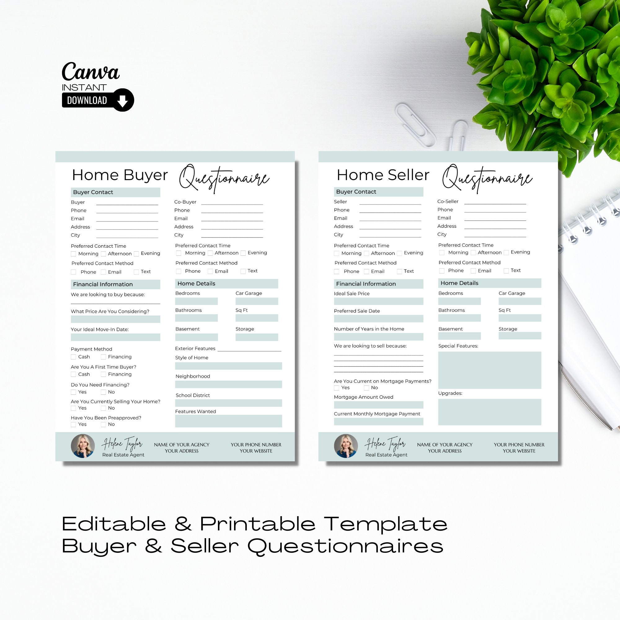 Buyer Questionnaire, Seller Questionnaire, Real Estate Marketing, Real ...