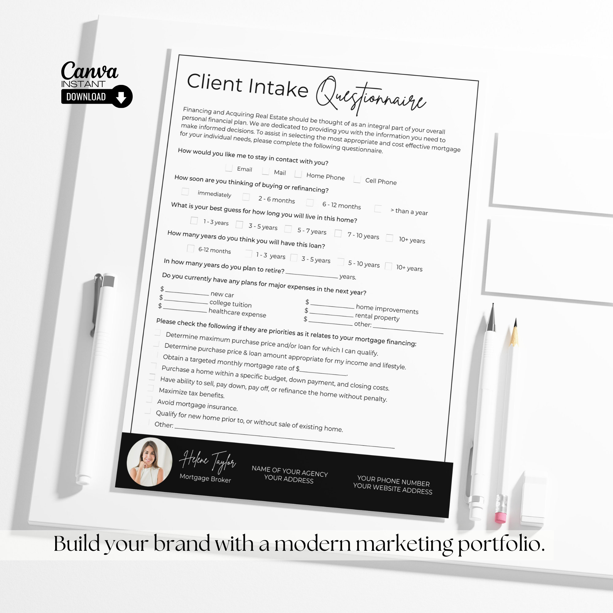 Mortgage Client Intake Form: Real Estate Broker Template (canva ...