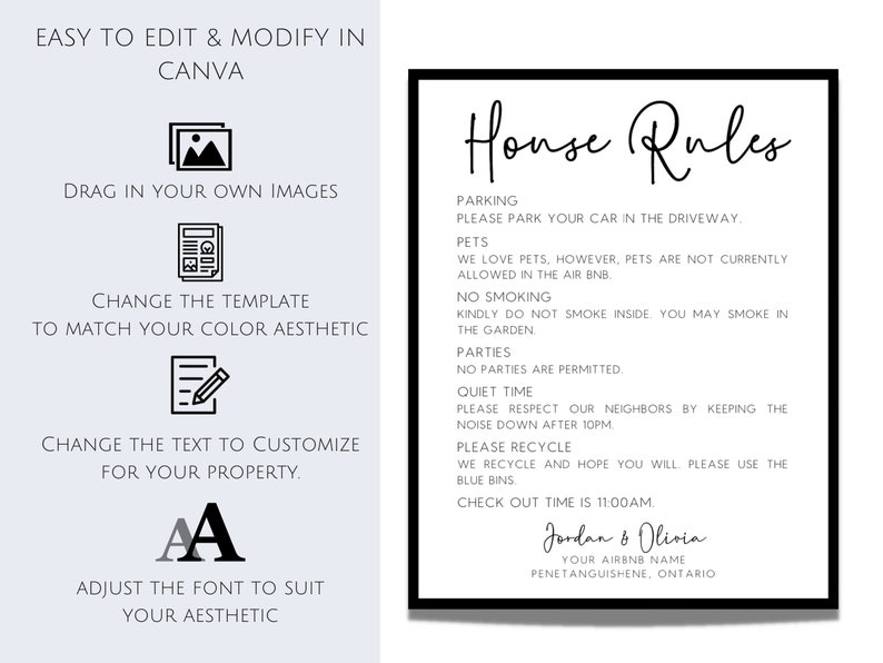 Airbnb Editable House Rules Sign Rental Property House Rules - Etsy