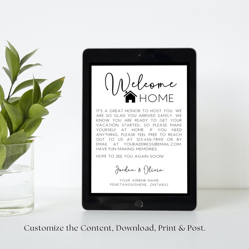 Editable Airbnb Welcome Sign Guest Arrival Poster Welcome - Etsy