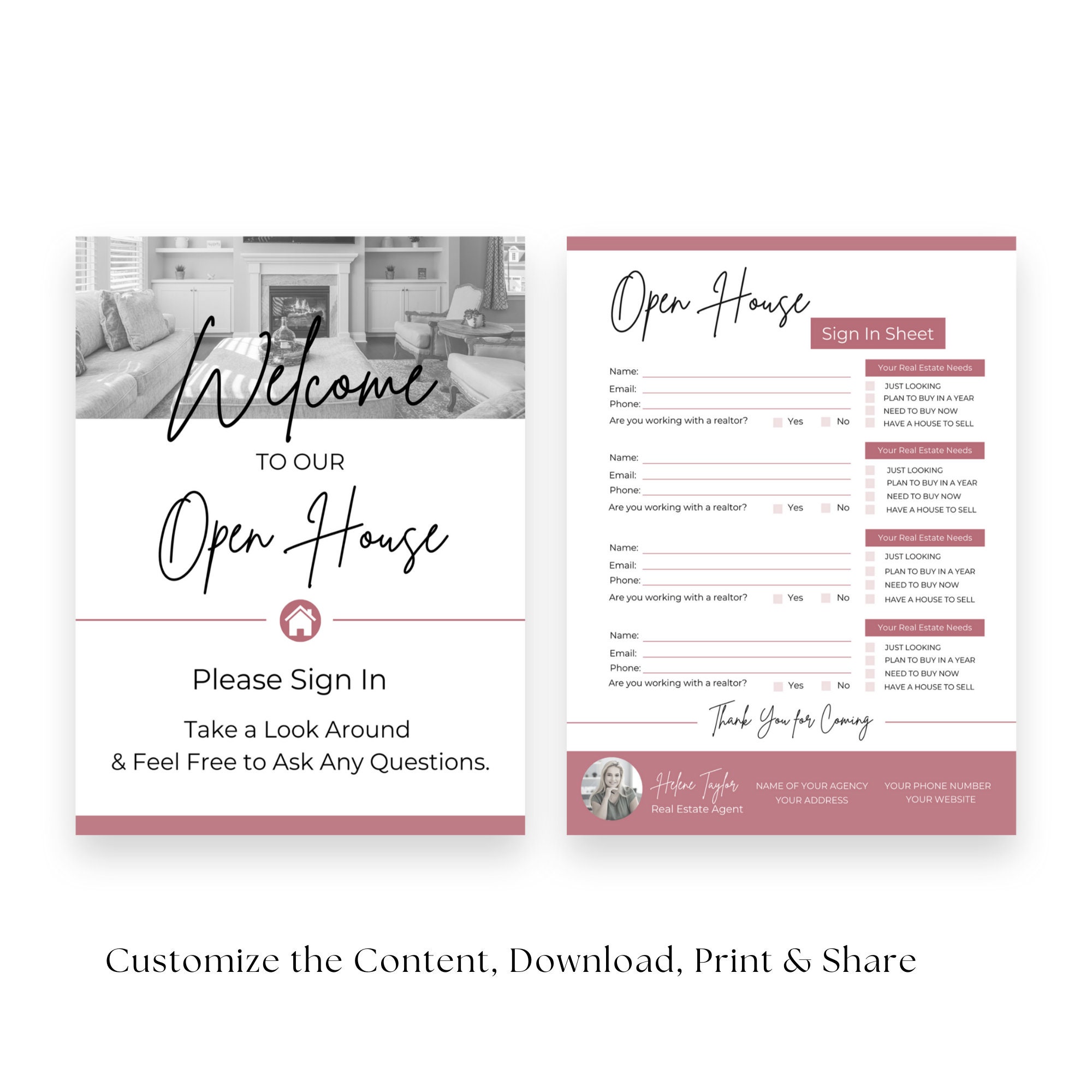 Editable Open House Sign in Sheet Realtor Open House Form - Etsy