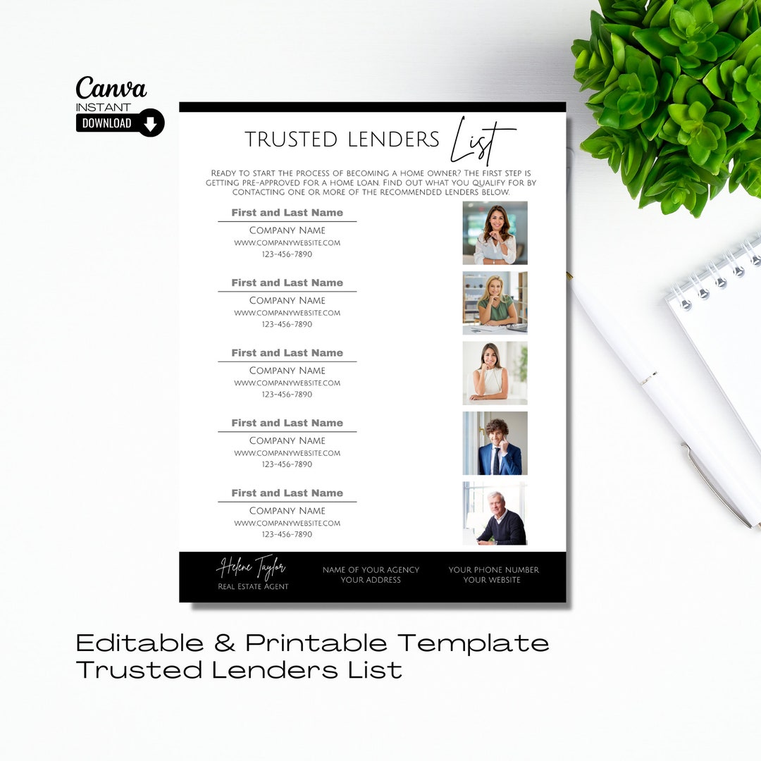 Editable Lender Recommendations Template: Real Estate Marketing (canva ...