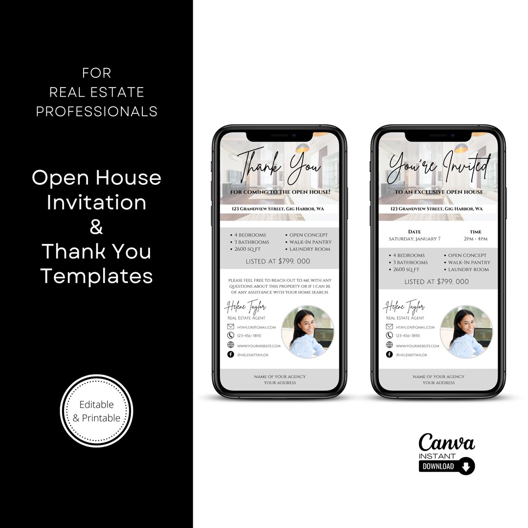 Open House Thank You, Real Estate Digital Thank You Card, Textable ...