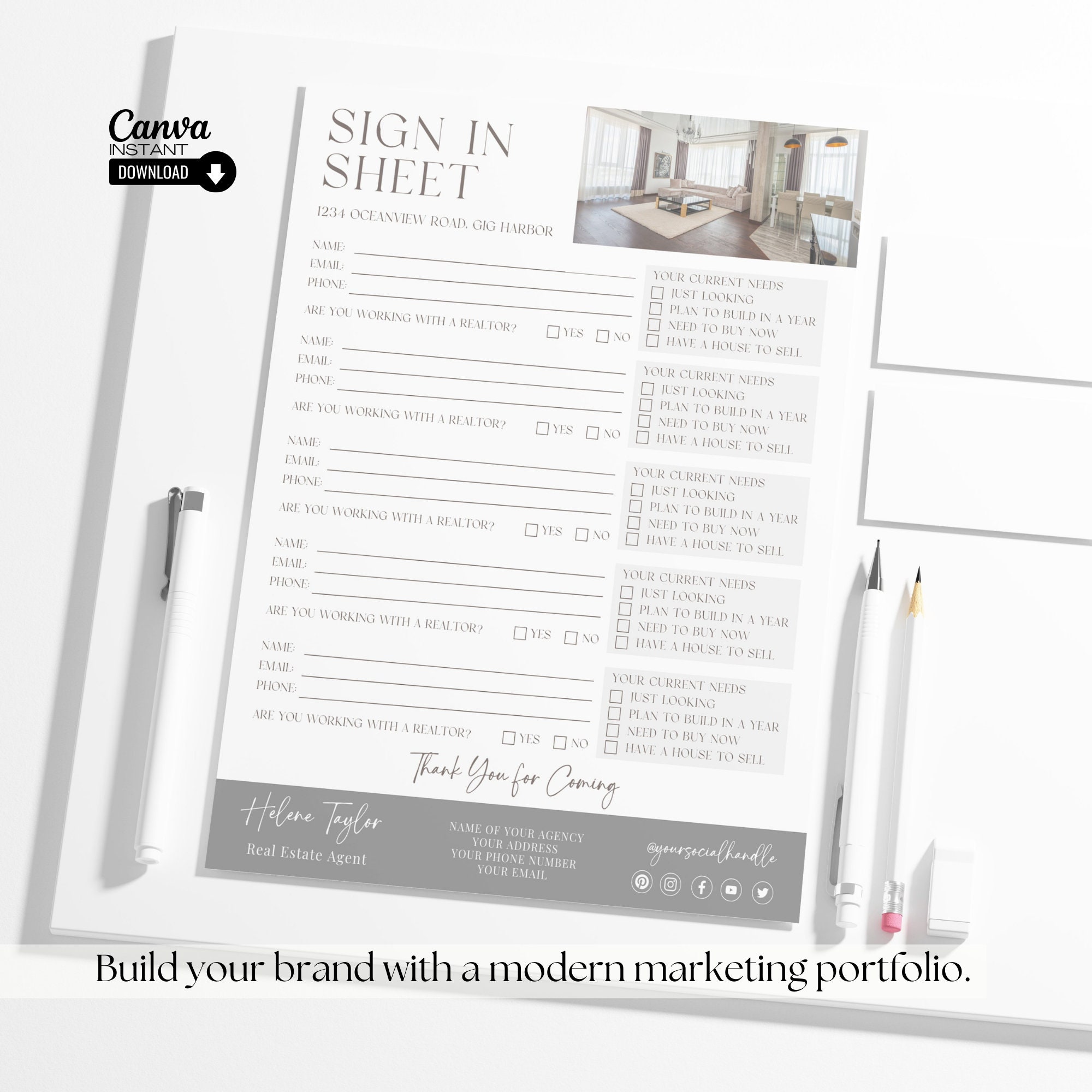 Editable Real Estate Open House Sign in Sheet Template, Realtor ...