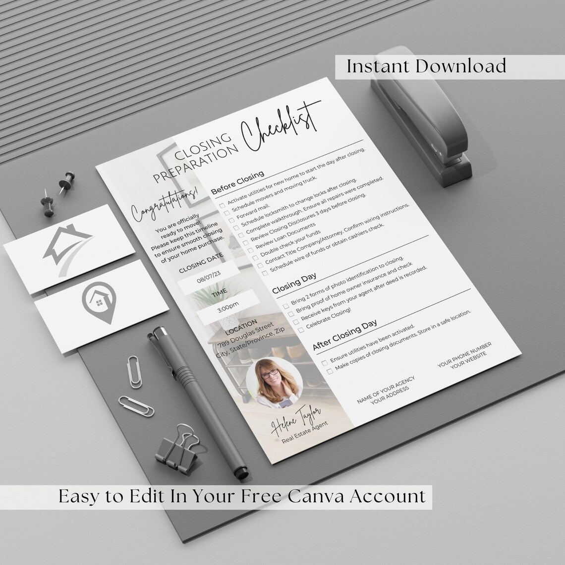 Real Estate Buyer Closing Checklist Template (canva Editable) - Etsy