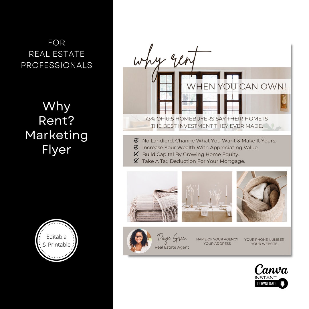 Real Estate Why Rent Flyer Template: Marketing Printable (canva) - Etsy