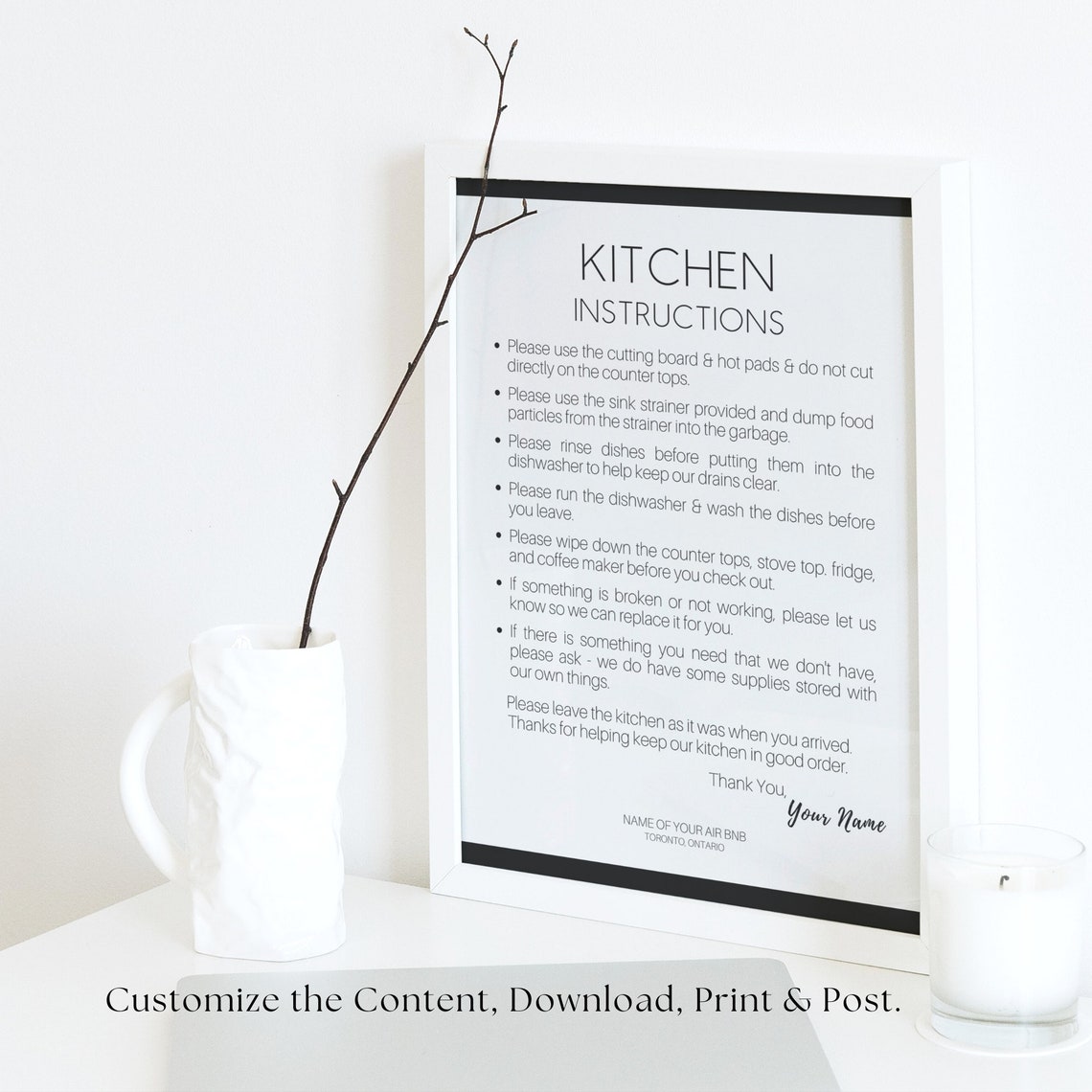 Airbnb Kitchen Rules Sign Template: Editable Printable (instant ...