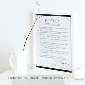 Airbnb Kitchen Rules Sign Template: Editable Printable (instant ...