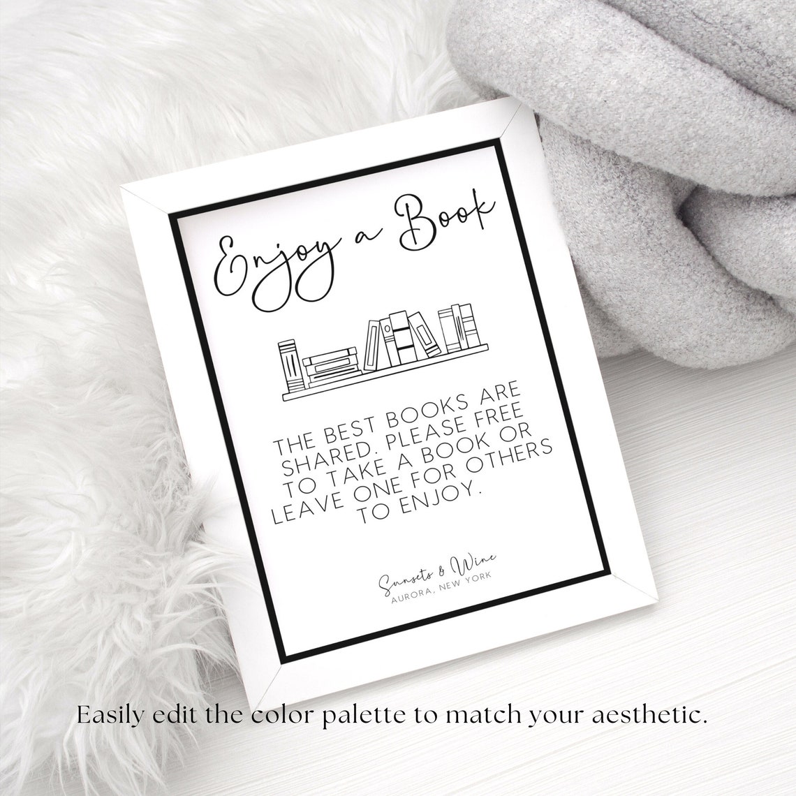 Editable Airbnb Reading Library Sign, Printable Home Library Sign ...