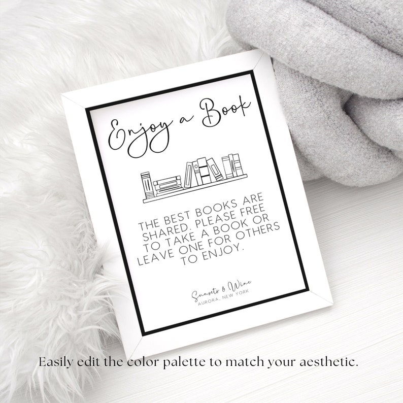 Editable Airbnb Reading Library Sign, Printable Home Library Sign ...