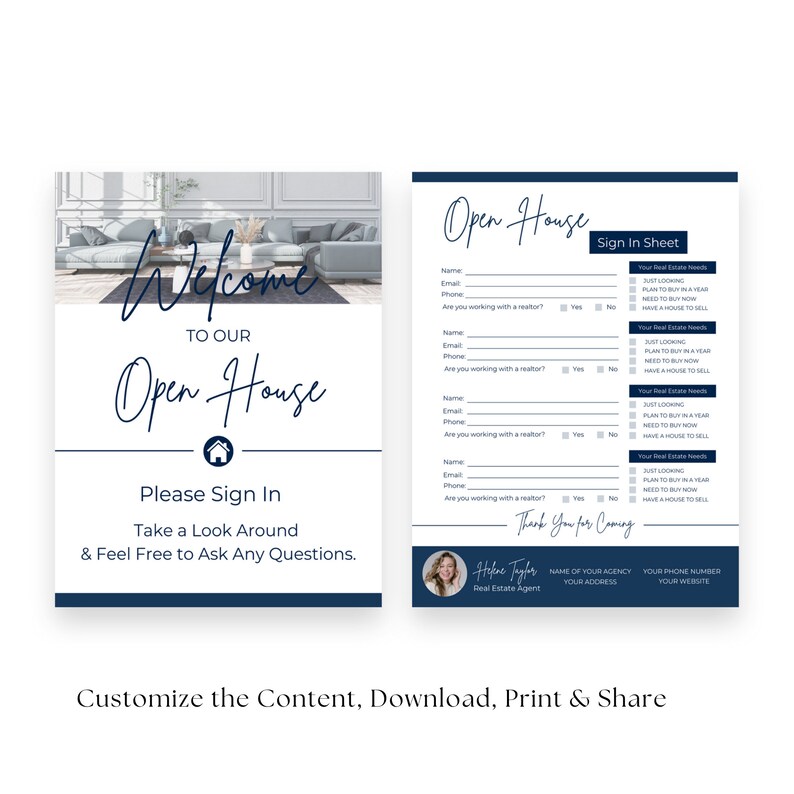 Editable Open House Sign in Sheet, Realtor Open House Form, Real Estate ...