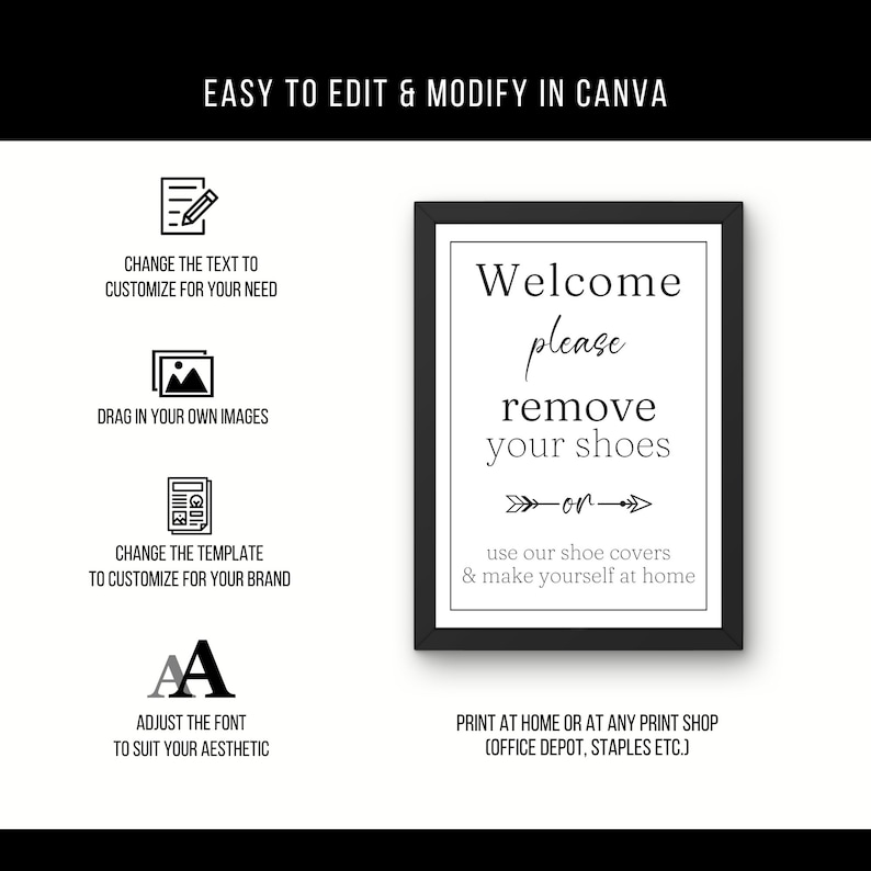 Editable Remove Your Shoes Sign Template: Open House Welcome (printable ...