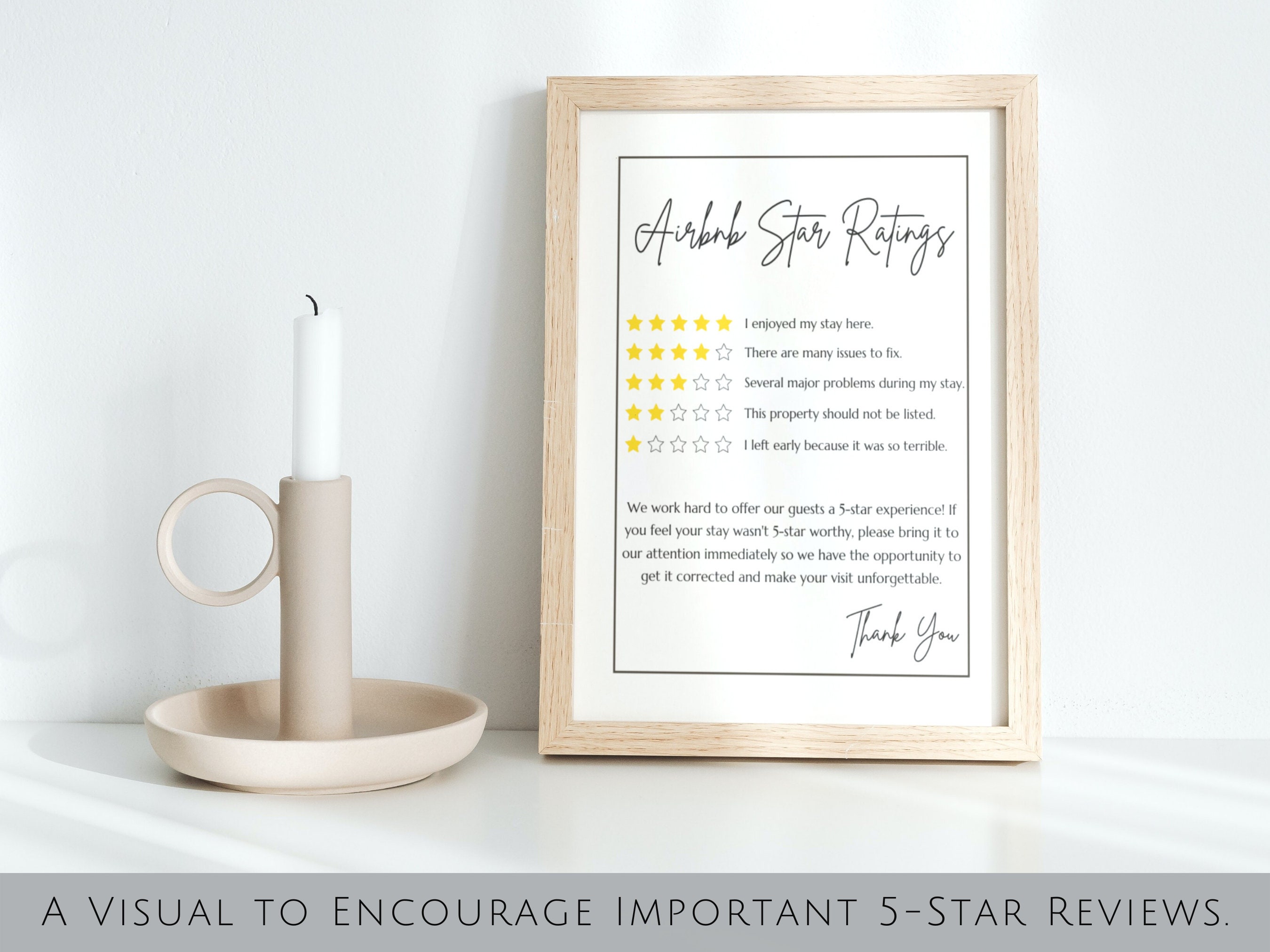 5 Star Rating Explanation Sign Template Airbnb Star Rating - Etsy Canada