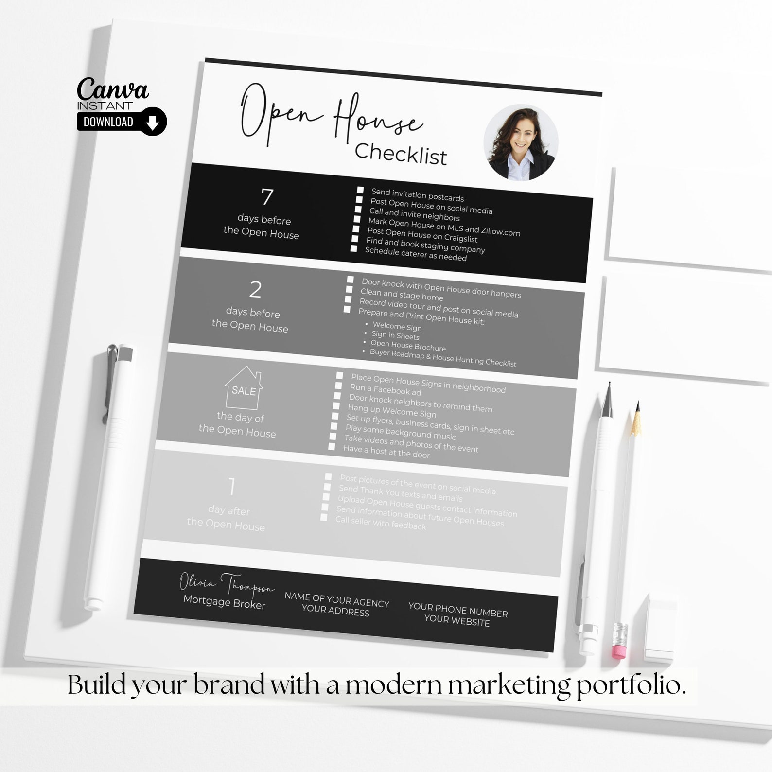 Open House Task Checklist, Printable Open House Marketing Template ...