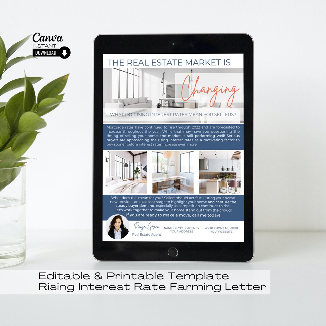 Rising Interest Rate Letter, Real Estate Interest Rate Flyer, Real ...