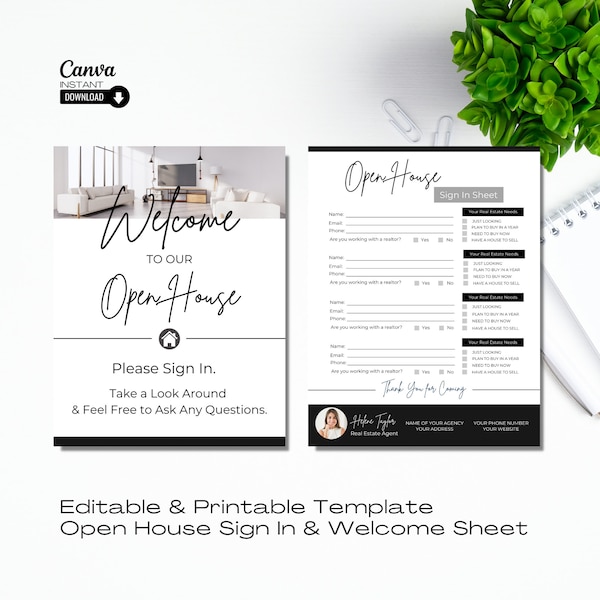 Real Estate Open House Sign in Sheets Printable - Etsy