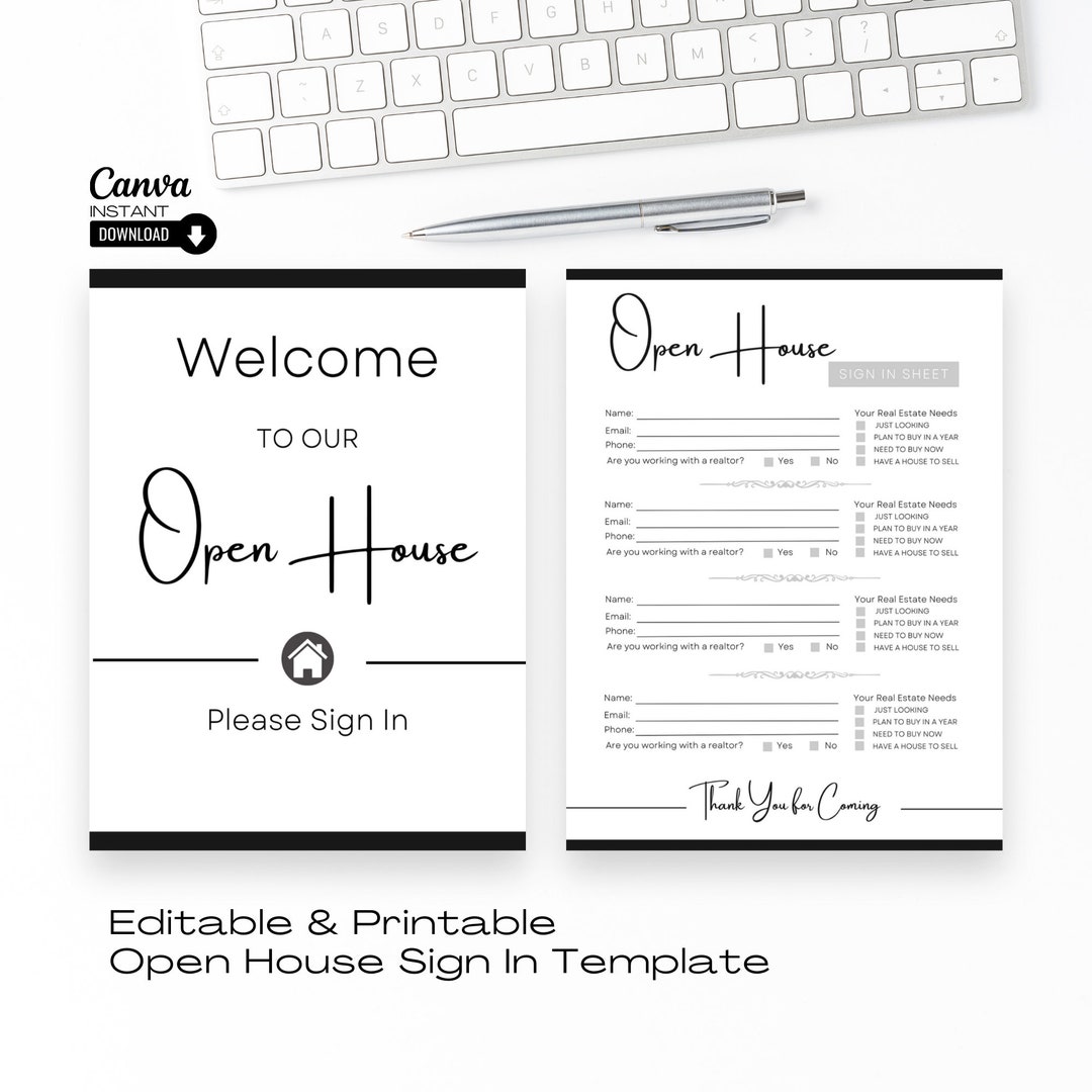 Realtor Open House Sign-in Sheet: Editable Canva Template (instant ...