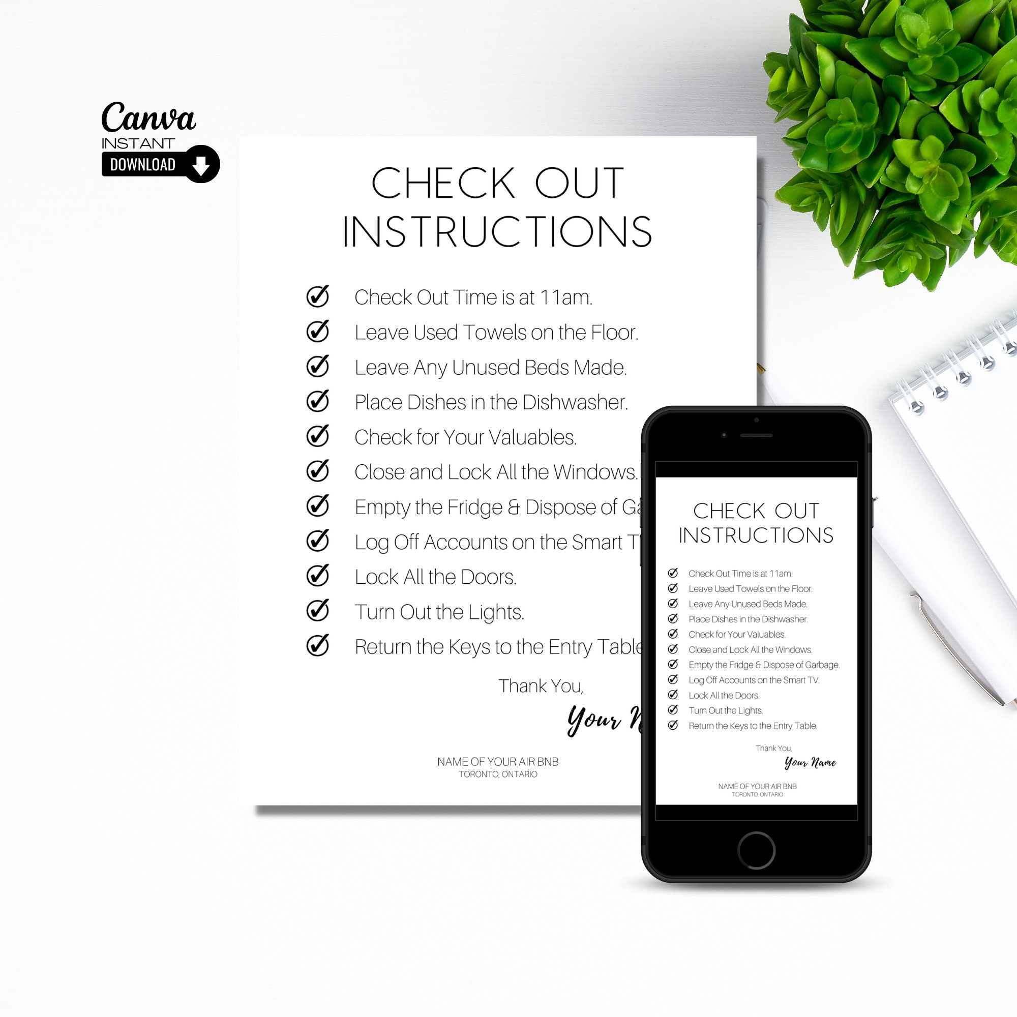 Airbnb Check Out Sign Template, Editable Airbnb Sign, Airbnb House ...