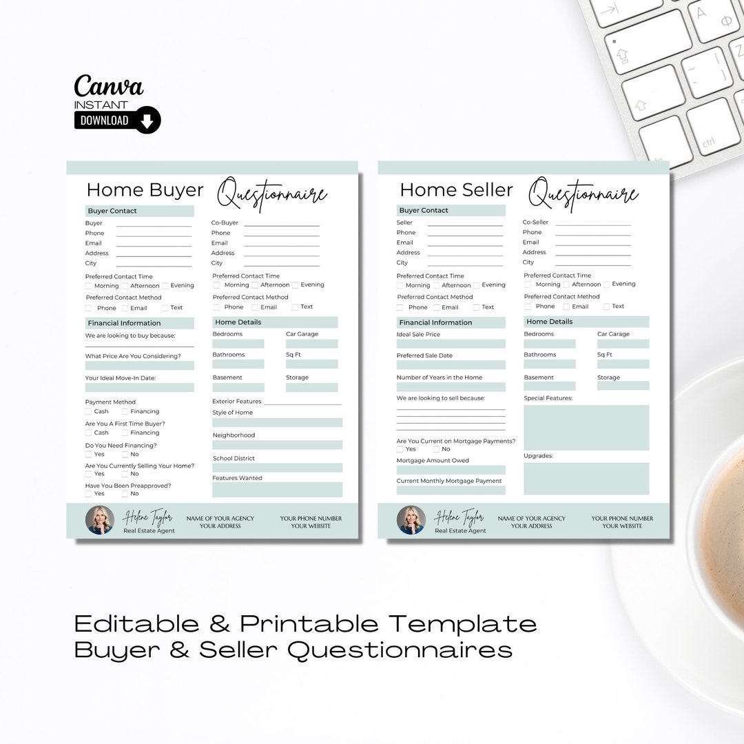 Real Estate Buyer & Seller Questionnaire Template (digital Download) - Etsy