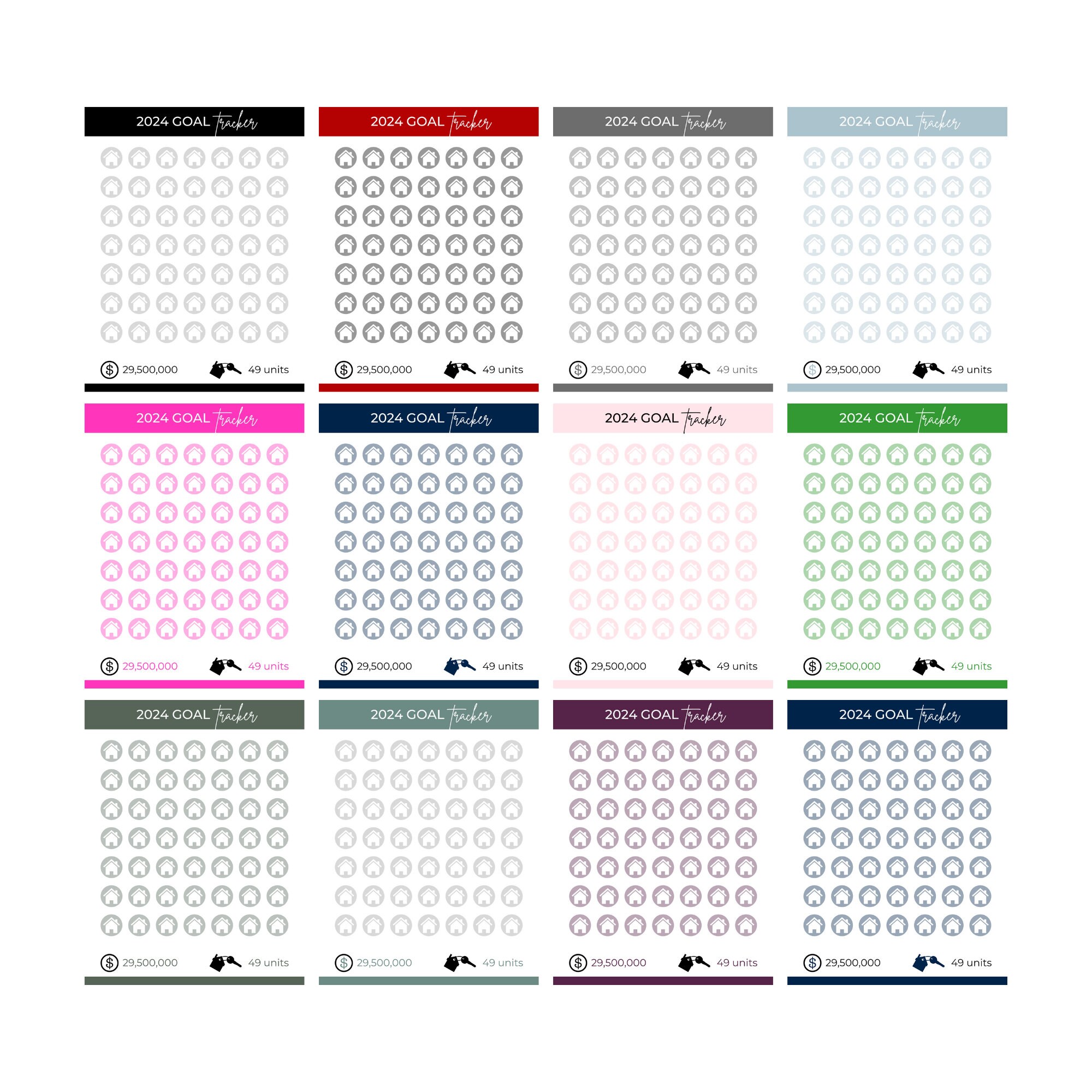 Real Estate 2024 Goal Chart Bundle, Real Estate Goal Tracker, Real ...