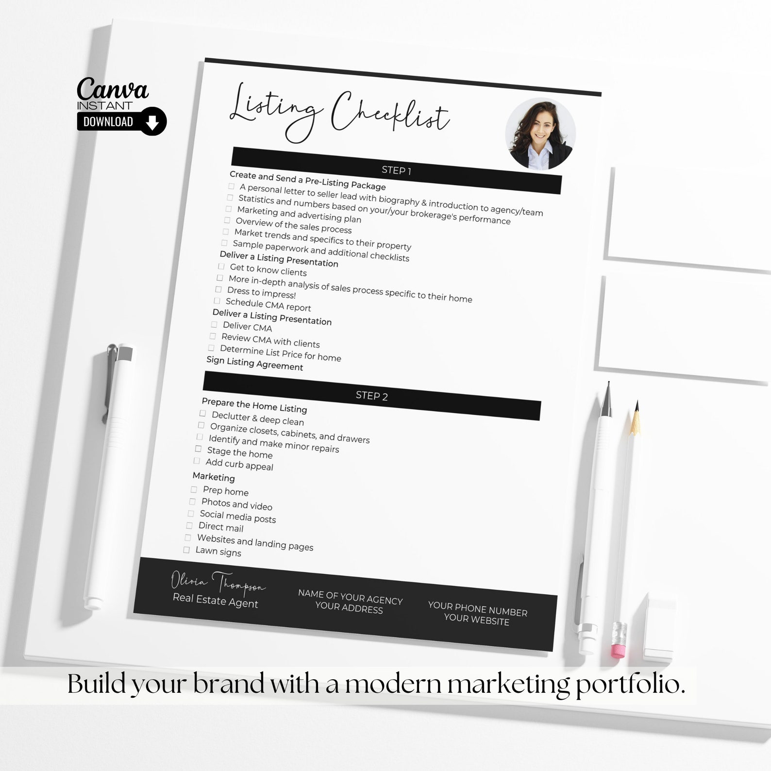 Real Estate Agent Listing Checklist: Editable Realtor Task List (canva ...