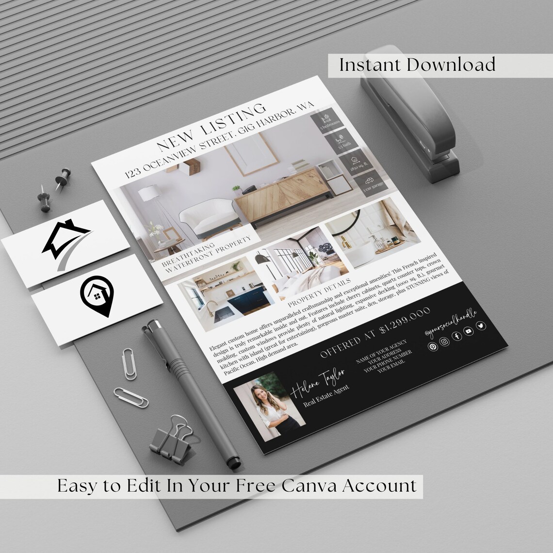 Editable New Listing Flyer Template, Realtor Marketing, Printable New ...