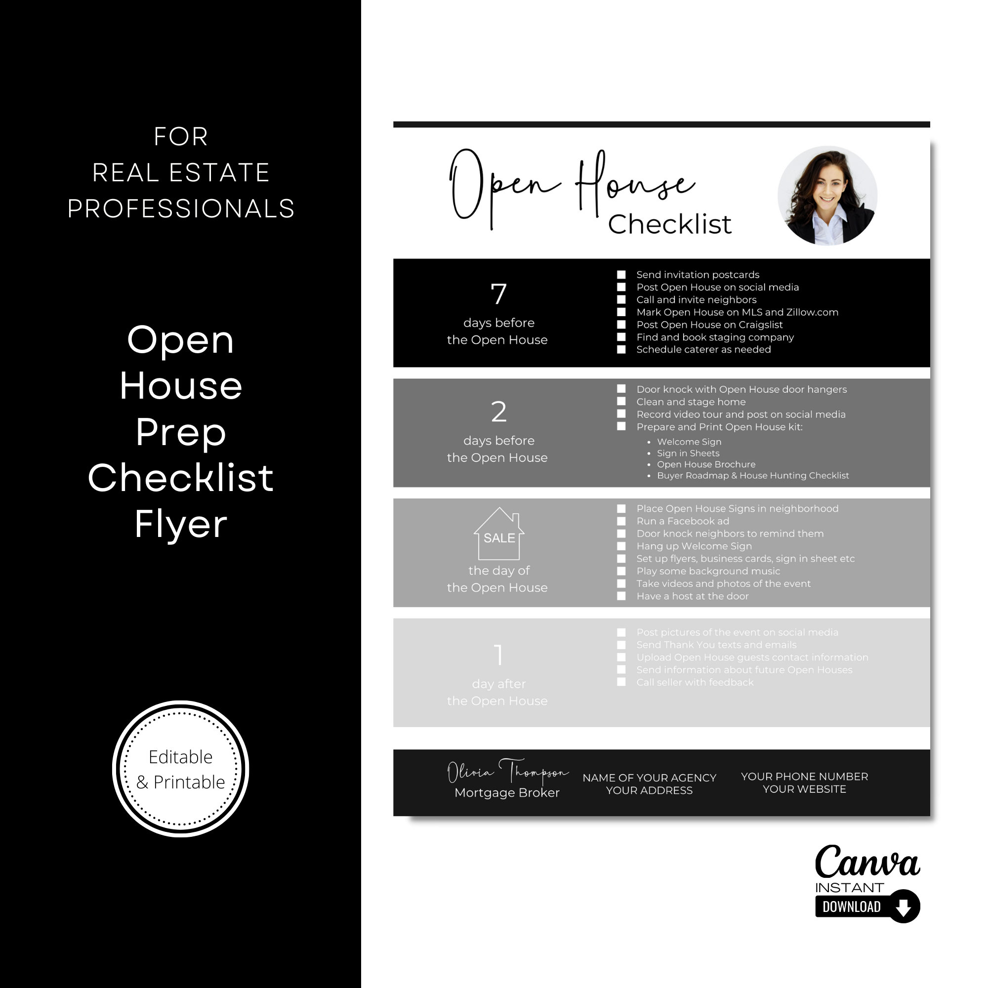 Open House Task Checklist, Printable Open House Marketing Template ...