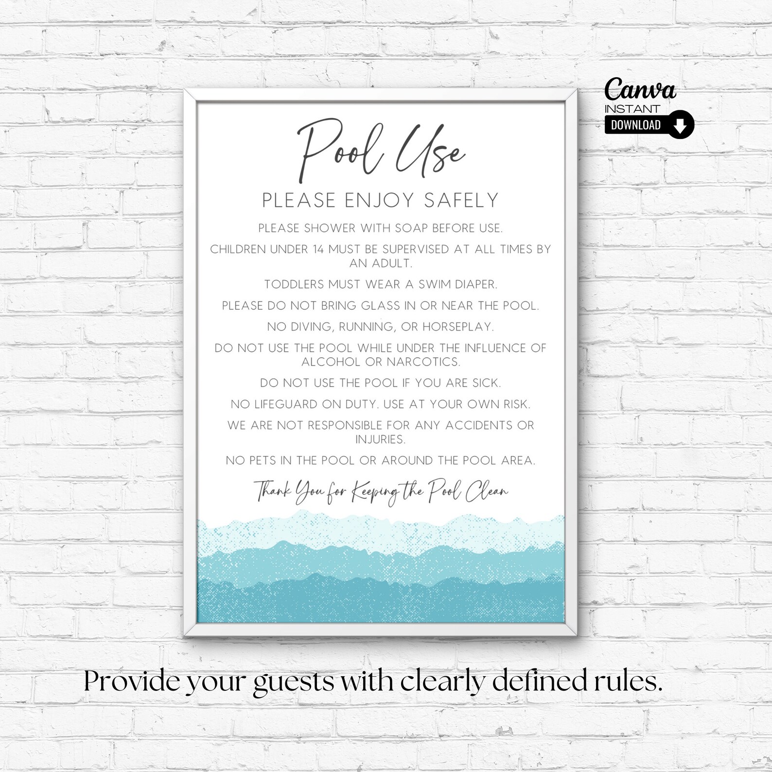 Editable Airbnb Swimming Pool Sign Template, Printable Rental Property ...