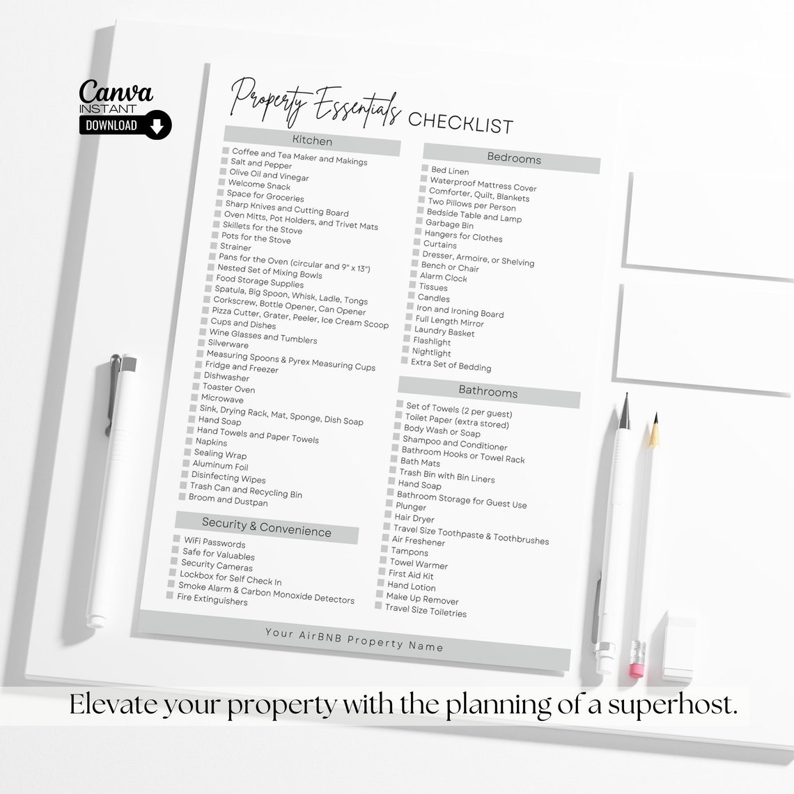 Airbnb Inventory Checklist, Airbnb Essentials Checklist, Housekeeping ...