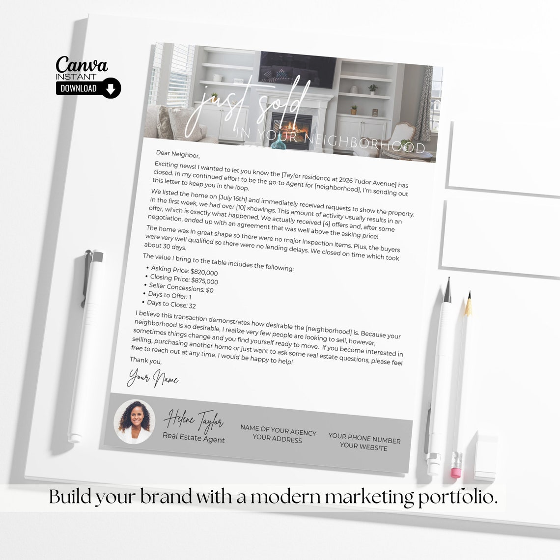 Real Estate Farming Letter Template: Just Sold Flyer (canva) - Etsy