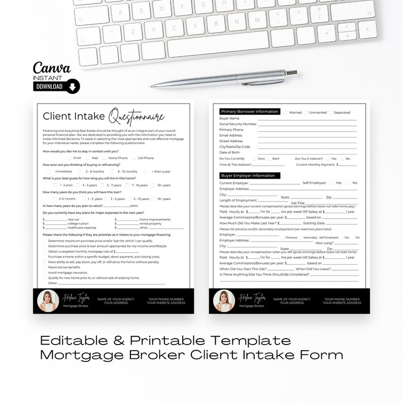 Mortgage Client Intake Form: Real Estate Broker Template (canva ...