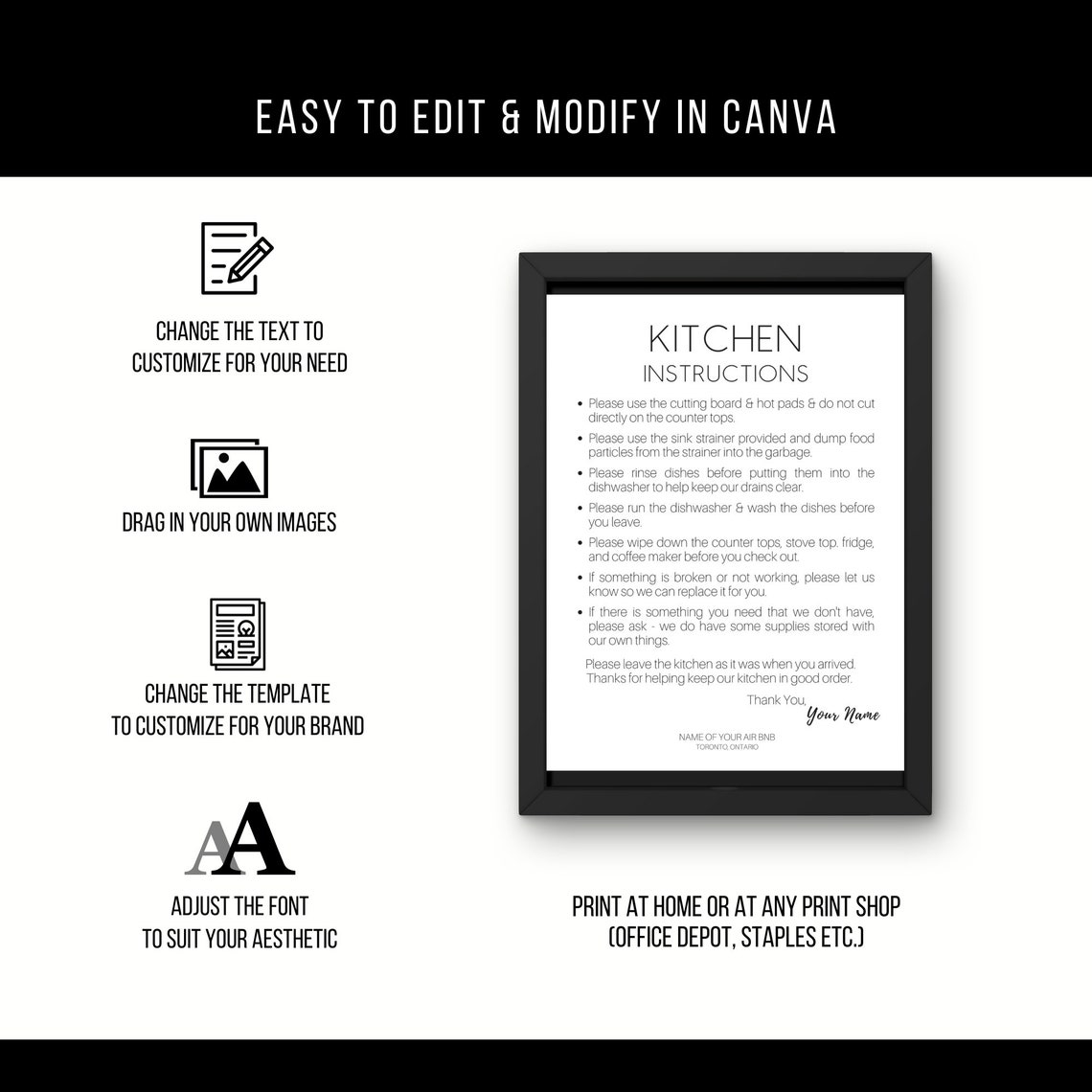 Airbnb Kitchen Rules Sign Template: Editable Printable (instant ...