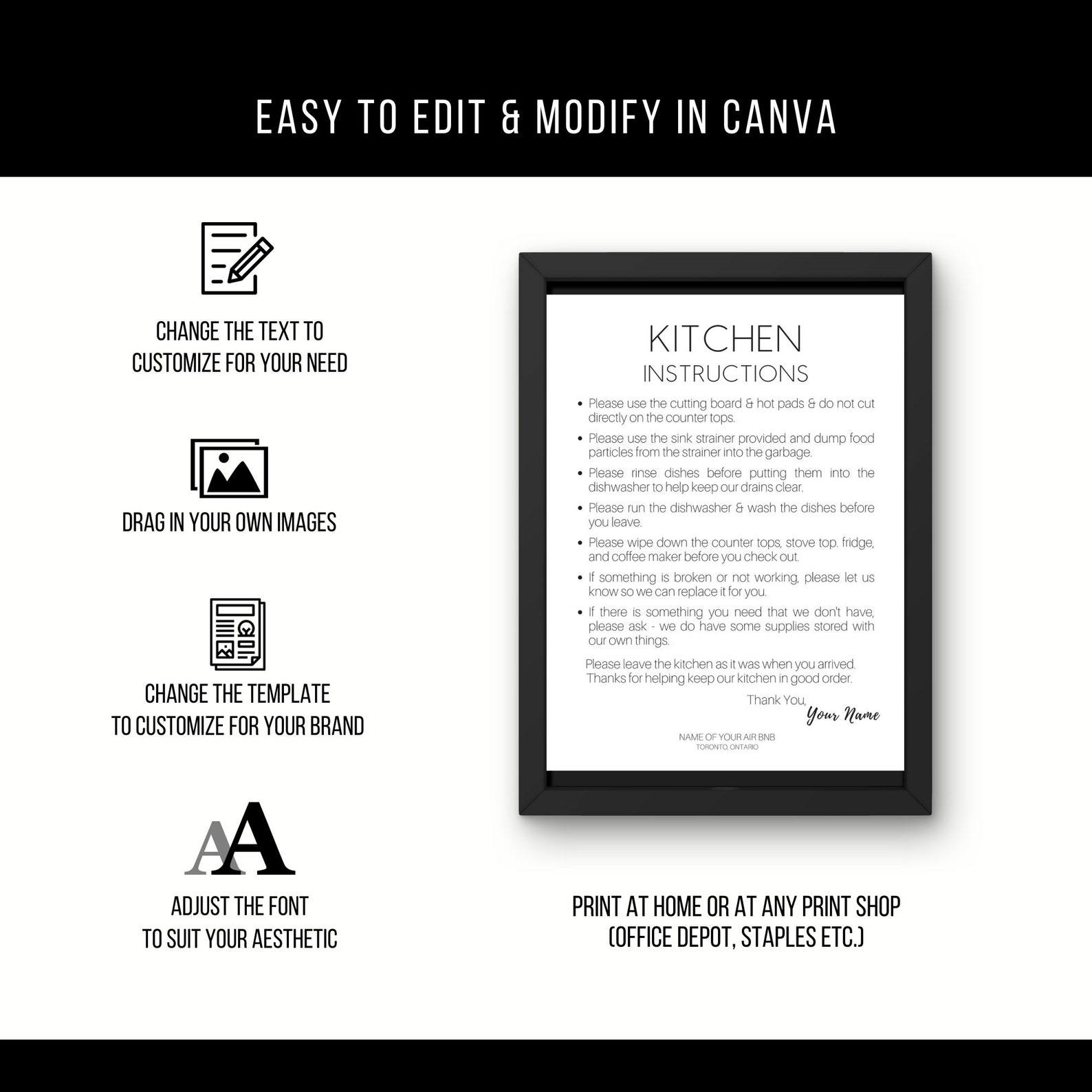 Airbnb Kitchen Rules Sign Template: Editable Printable (instant ...