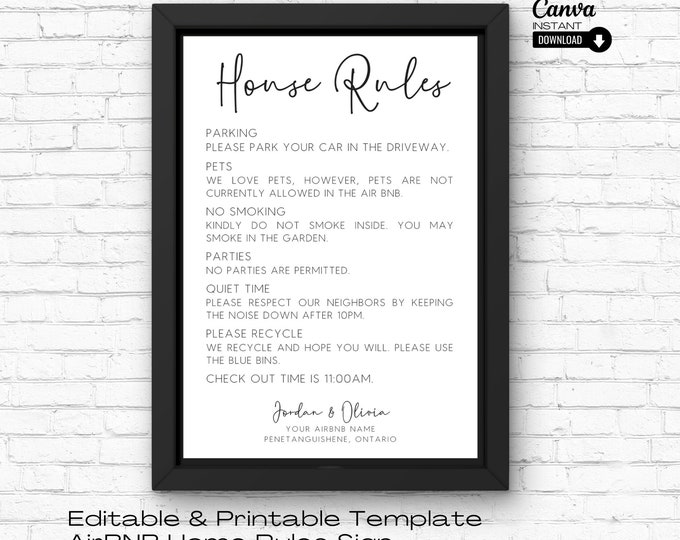 Airbnb House Rules Template, Airbnb Rules Sign, VRBO Sign, House Rules ...