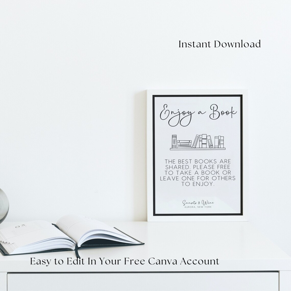 Editable Airbnb Reading Library Sign, Printable Home Library Sign ...