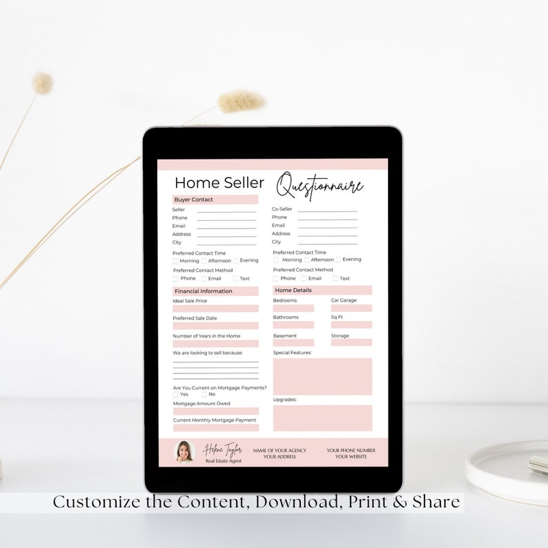 Real Estate Buyer & Seller Questionnaire Template (digital Download) - Etsy