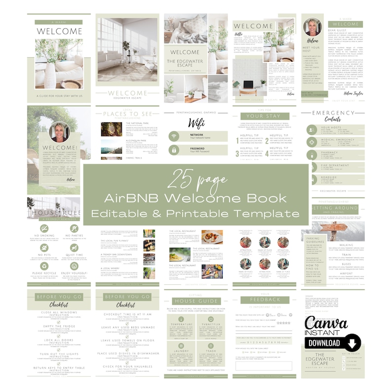 Editable Airbnb Welcome Book Template: Canva Vacation Rental Guide ...