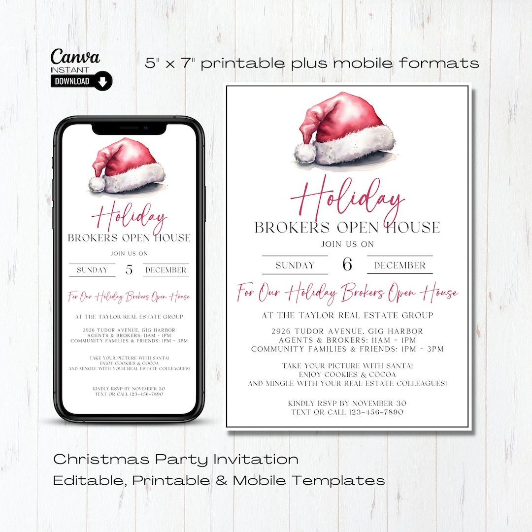 Editable Office Christmas Party Invitation Template Printable - Etsy