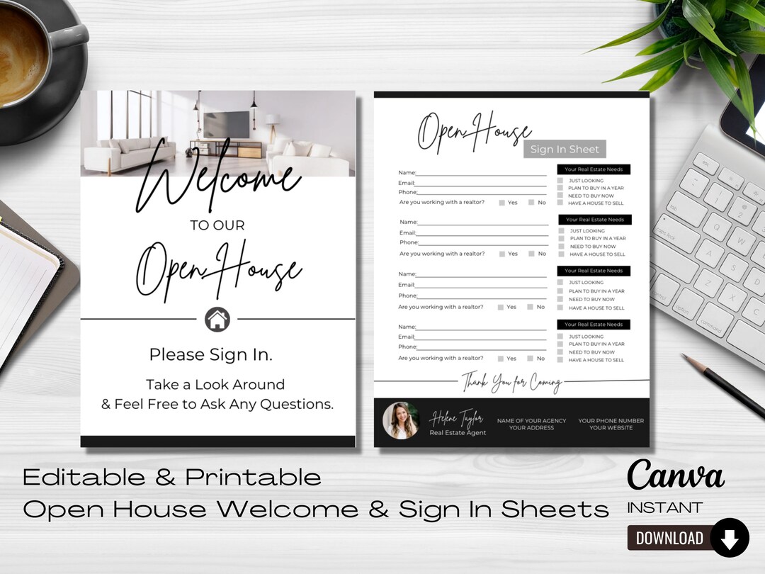 Editable Open House Sign In Sheet Realtor Open House Form - Etsy España