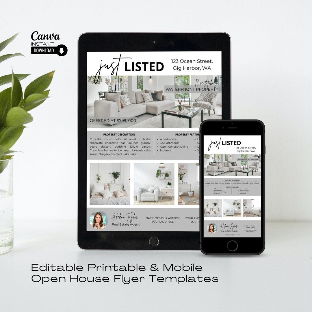 Editable Real Estate Open House Flyer, Printable Just Listed Flyer ...