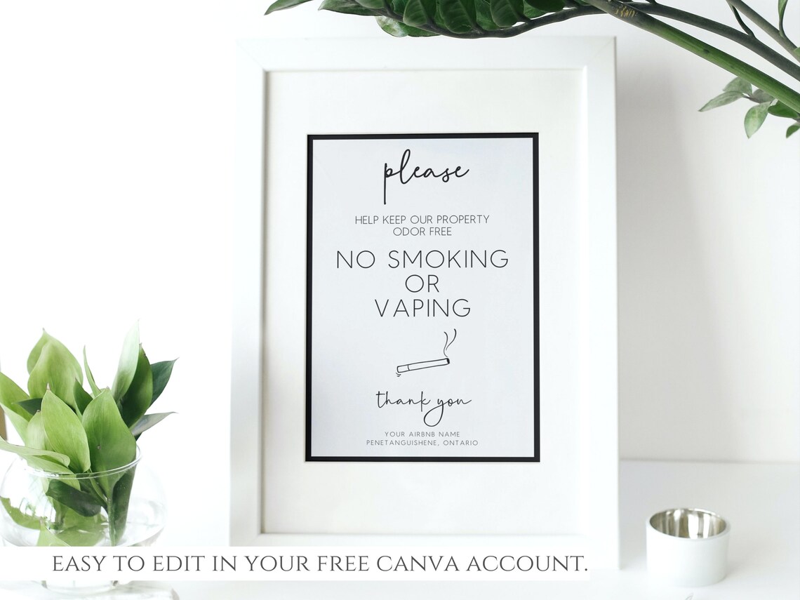 Editable No Smoking Sign Please No Smoking or Vaping Sign No - Etsy